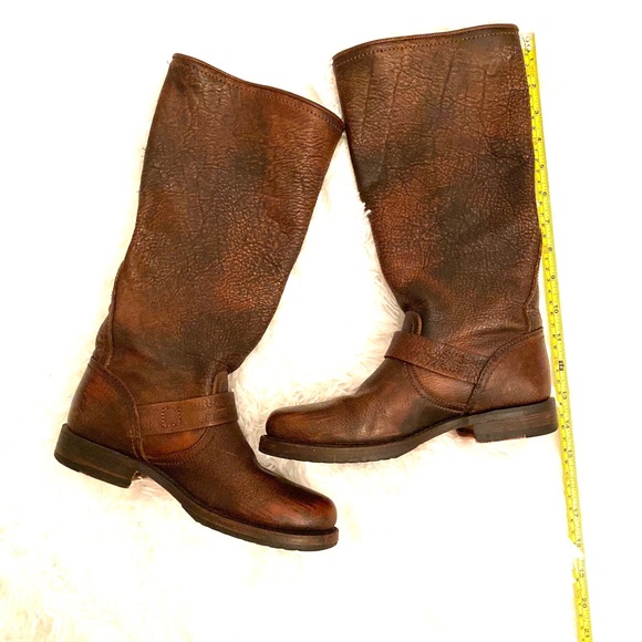 Frye | Shoes | Frye Veronica Distressed Brown Leather Riding Boot ...